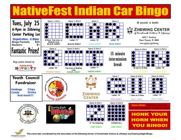 Native Fest Car Bingo Schedule - Saginaw Chippewa Indian Tribe