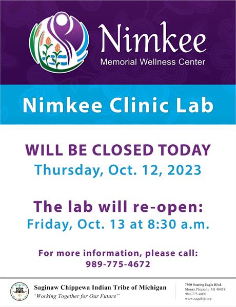 Nimkee Clinic Lab closure - Saginaw Chippewa Indian Tribe