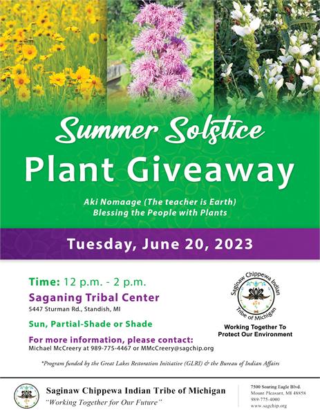 Plant Giveaway Saganing - Saginaw Chippewa Indian Tribe