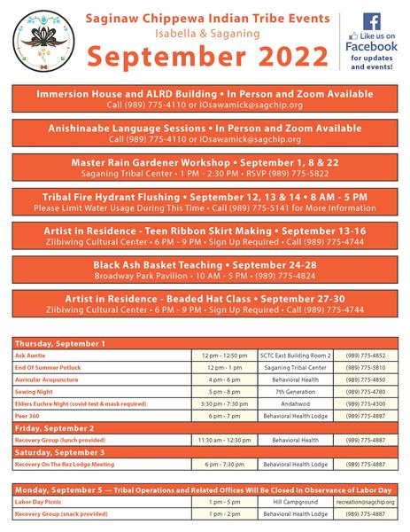 SCIT September Community Events - Saginaw Chippewa Indian Tribe