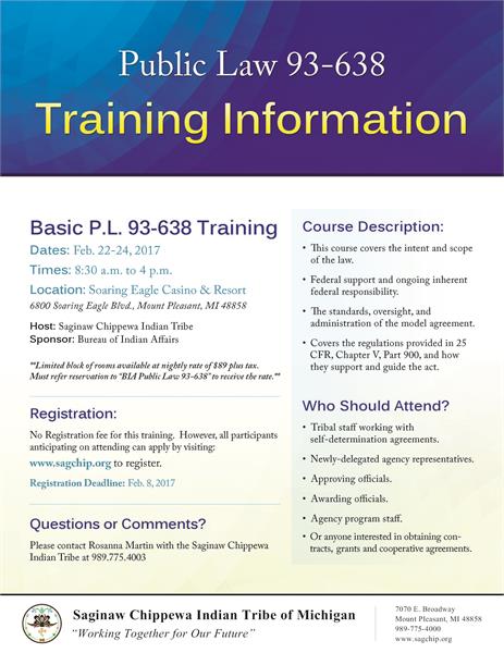 Space is still available for the Public Law 93-638 Training. - Saginaw ...