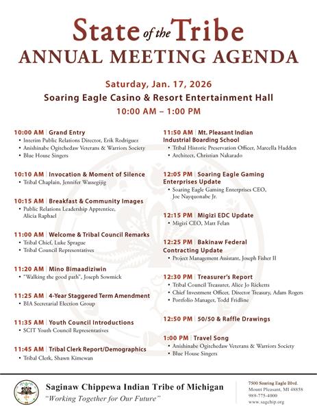 State of The Tribe Annual Meeting - Saginaw Chippewa Indian Tribe
