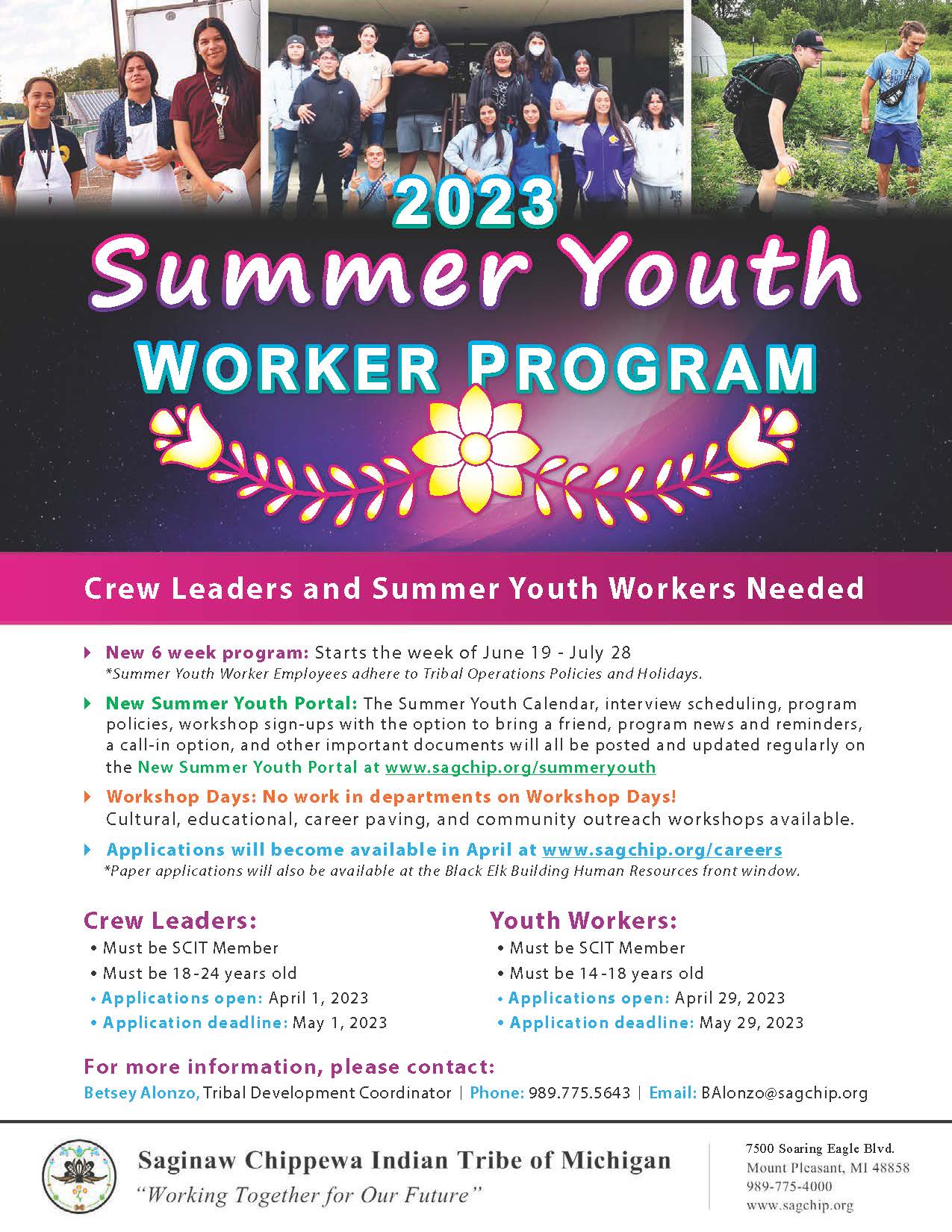 Summer Youth Worker Program - Saginaw Chippewa Indian Tribe